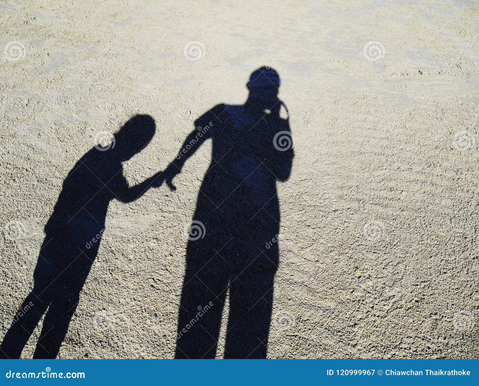 Shadow of Father and Daughter on the Beach on the Beach, Shadow of ...