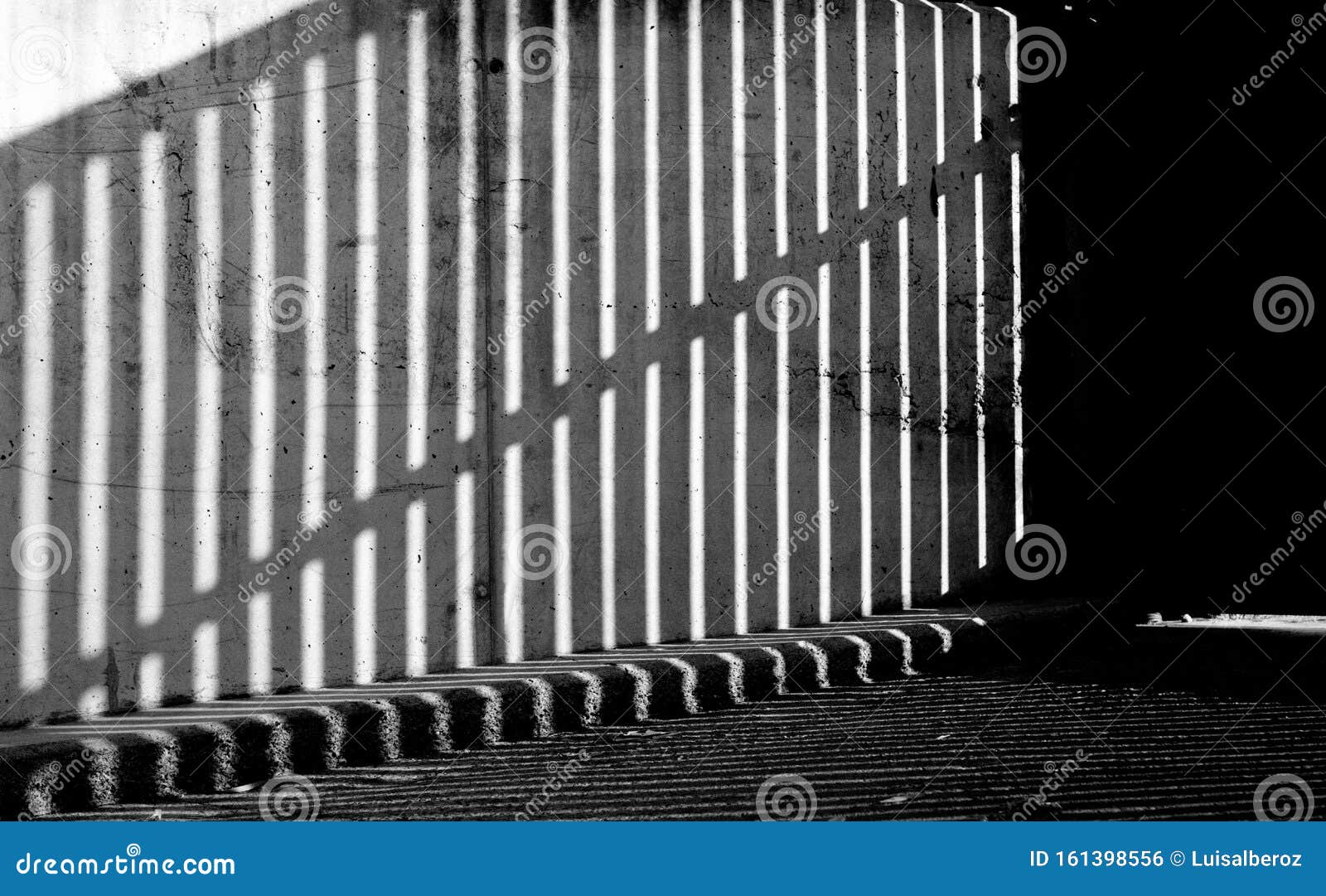 Barcode shadow of fence stock photo. Image of concrete - 161398556