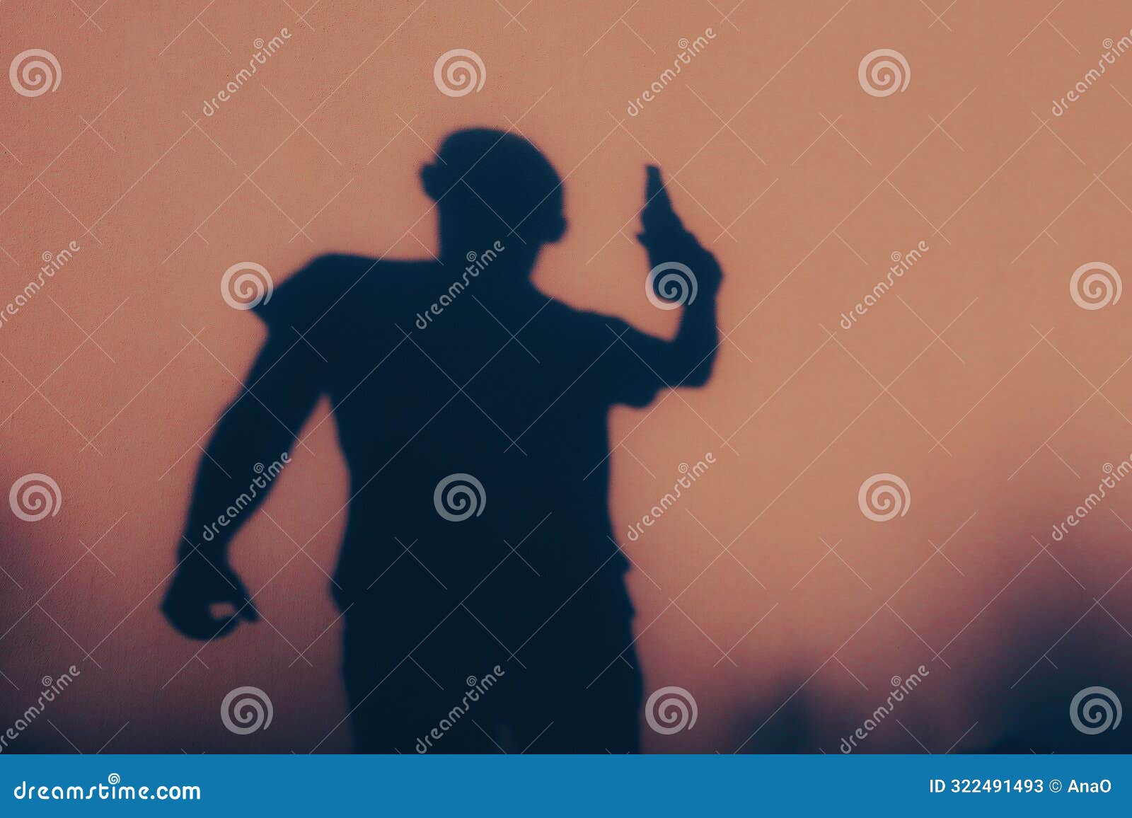 Shadow Figure. a Man Drinks Alcohol from a Bottle. Back View of Shadow ...