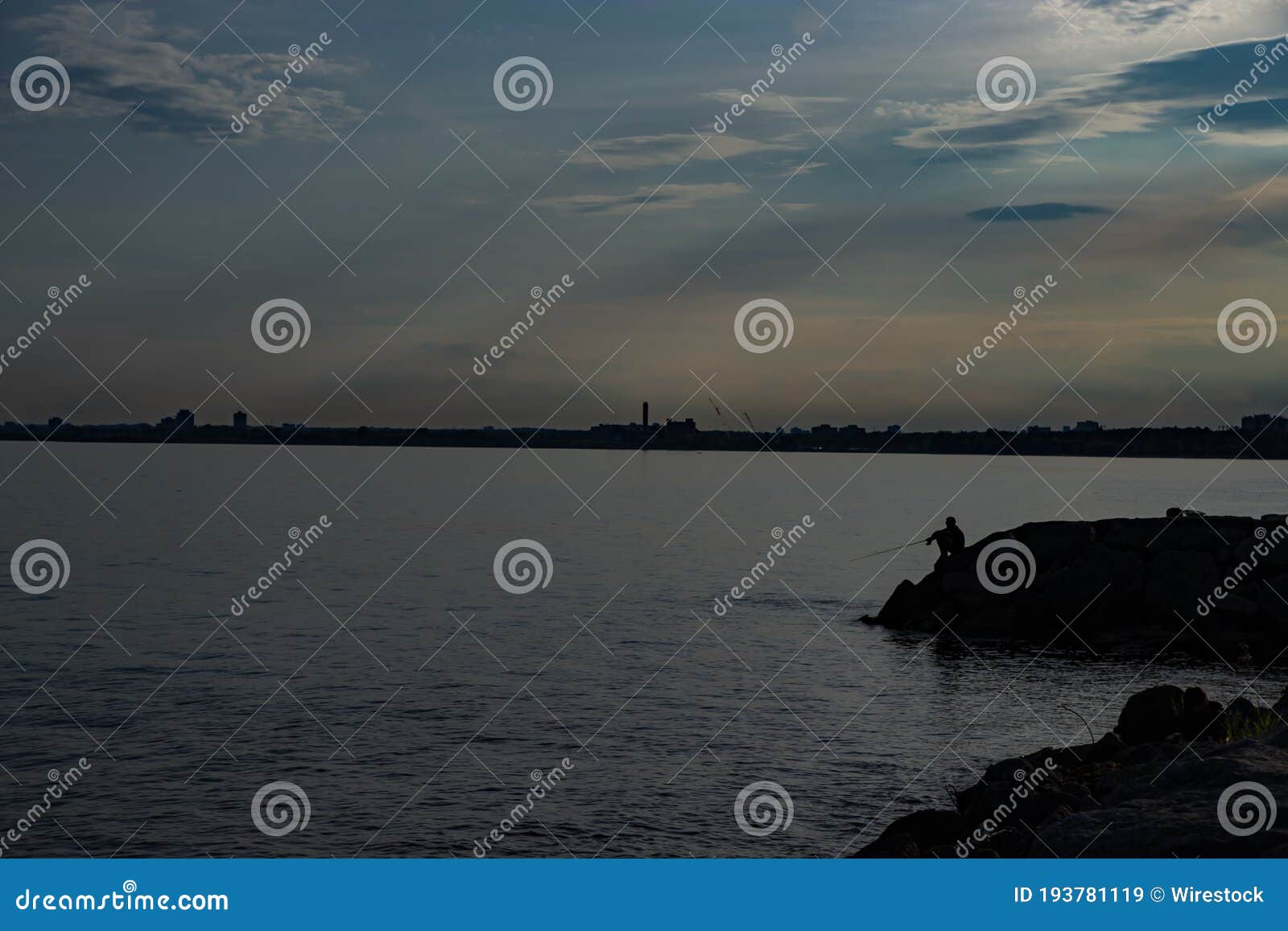 Shadow of a Fisherman in Front of Lake Stock Image - Image of time ...