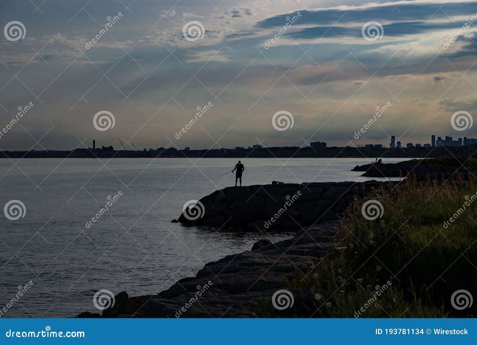 Shadow of a Fisherman in Front of Lake Stock Photo - Image of wind ...