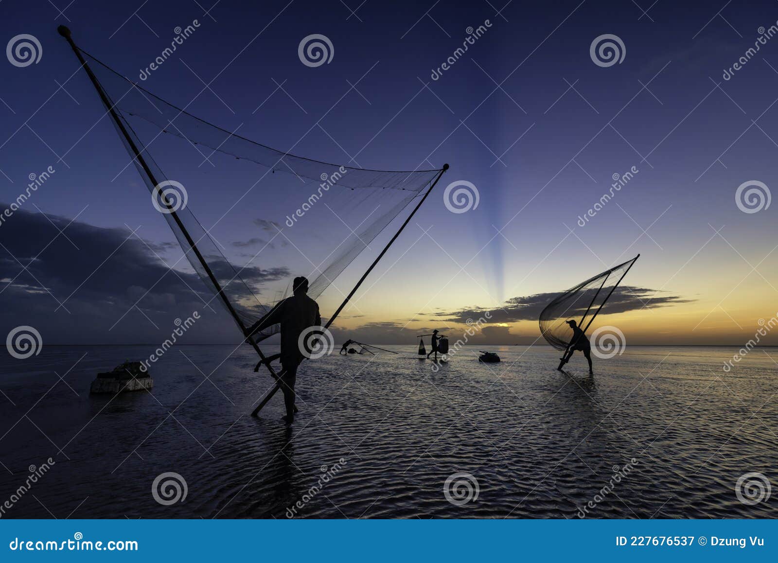 Shadow Fishermen in the Early Morning Editorial Photography - Image of ...