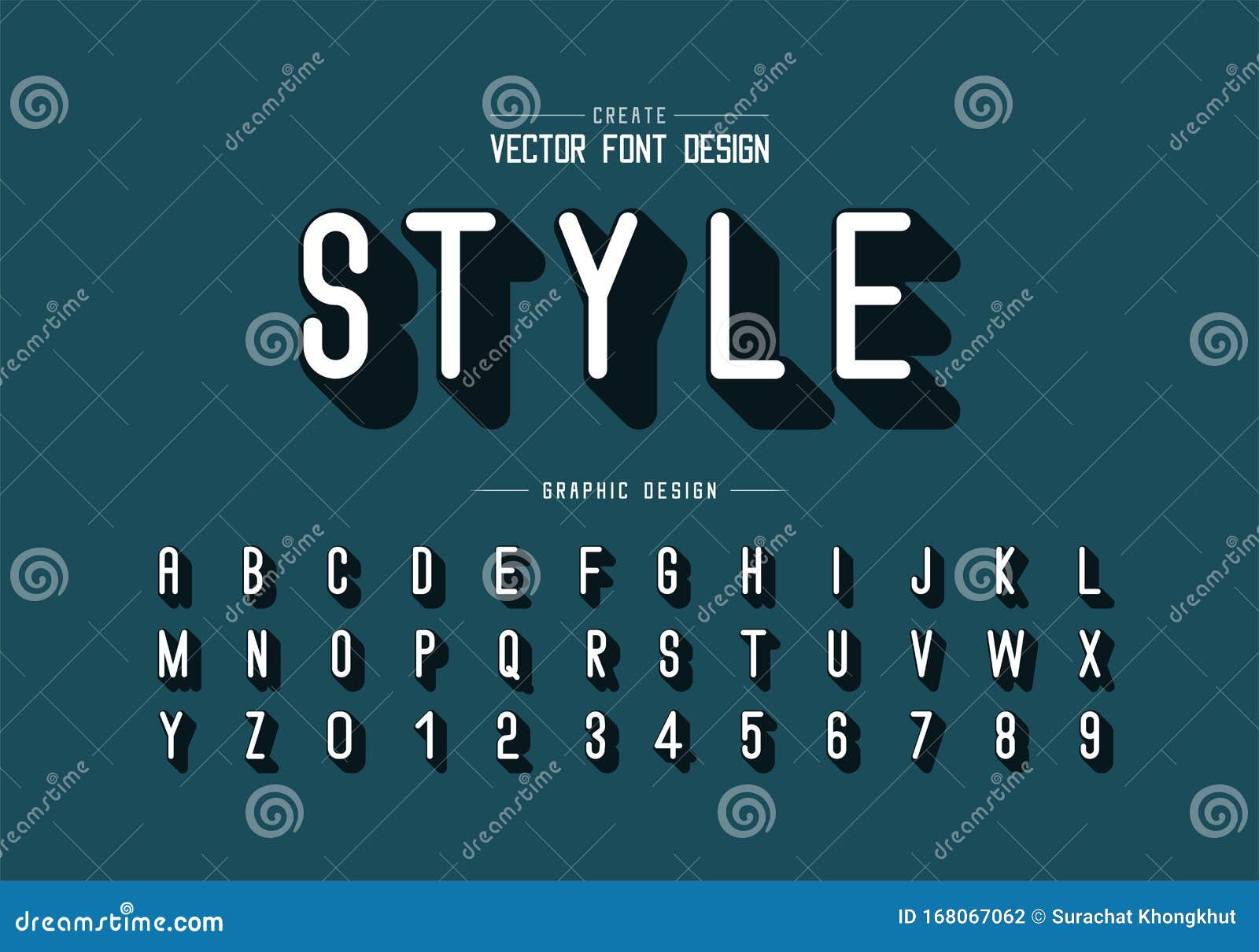 Shadow Font and Alphabet Vector, Letter Style Typeface and Number ...