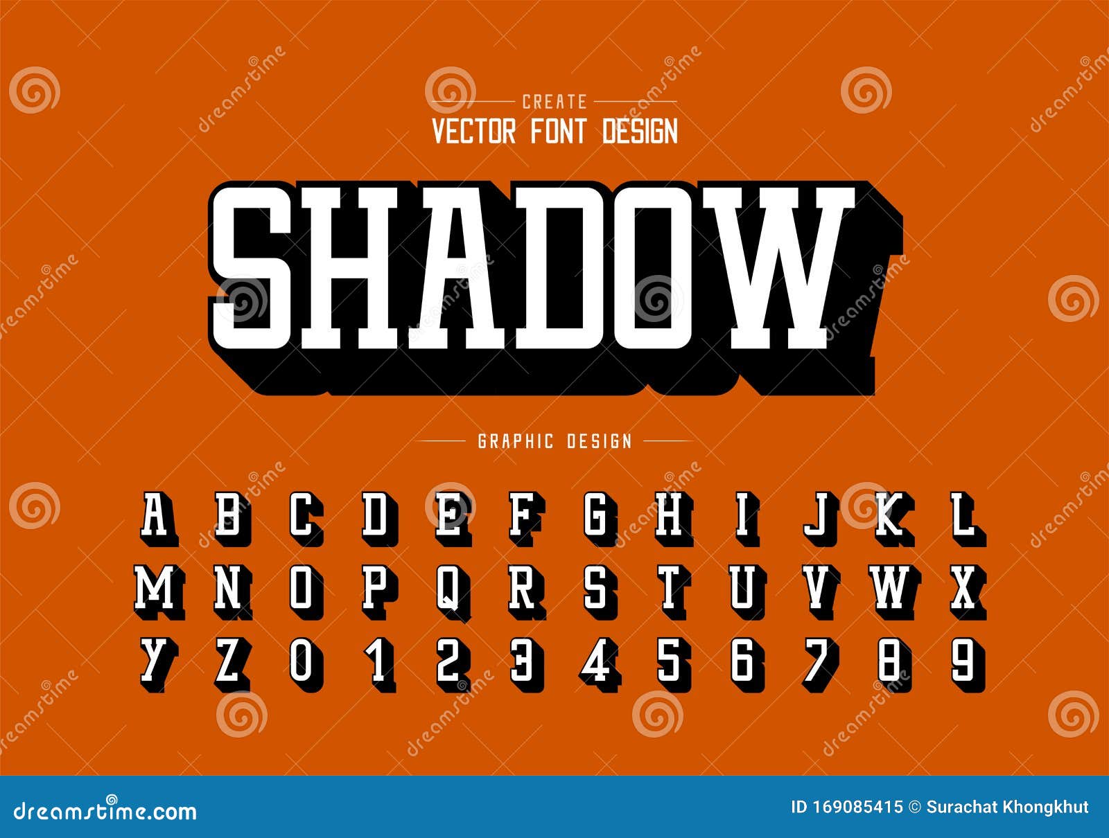 Shadow Font and Alphabet Vector, Typeface and Number Design, Graphic ...