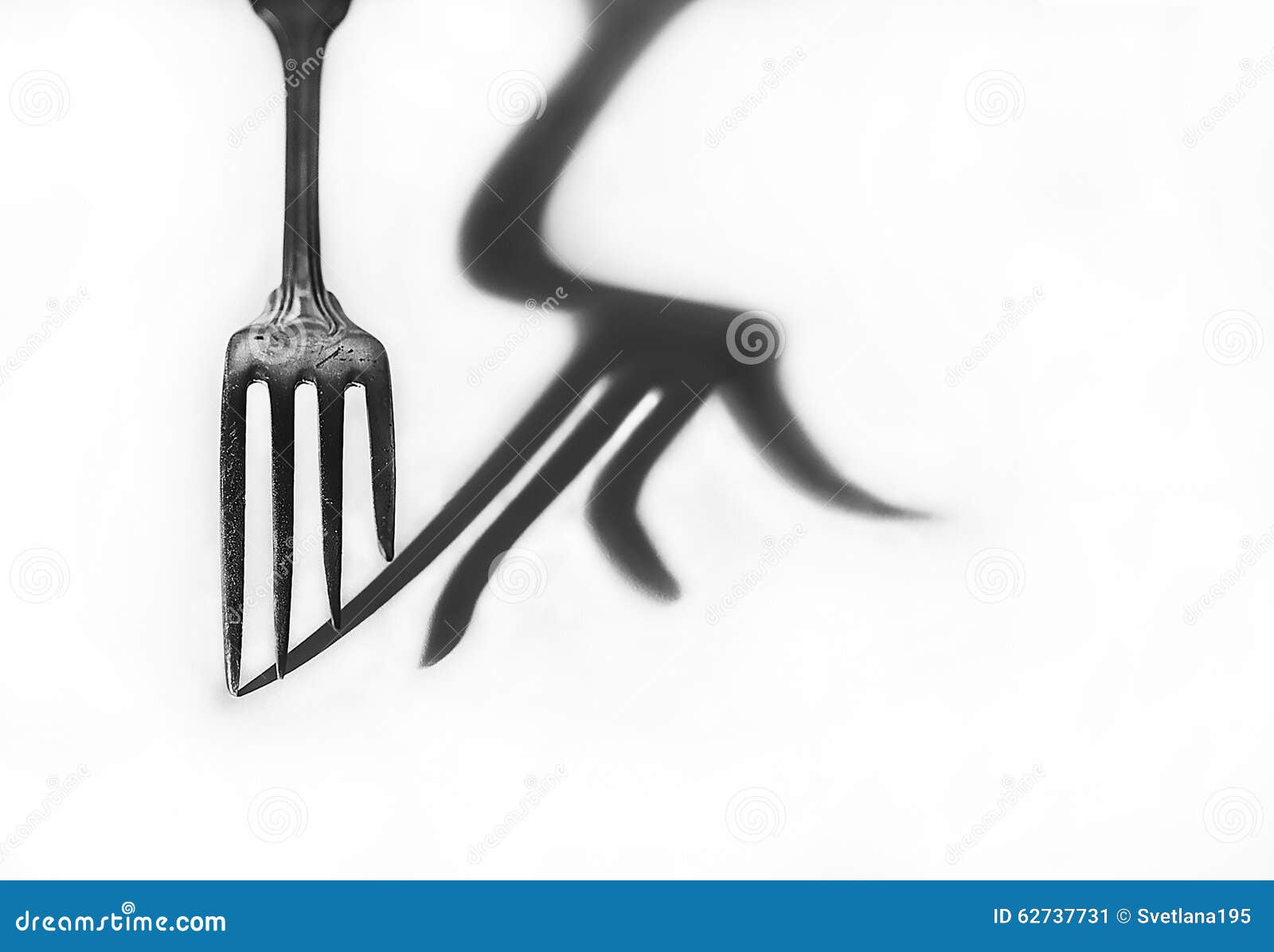 The Shadow of the Fork. Black and White Photo. Stock Image - Image of ...