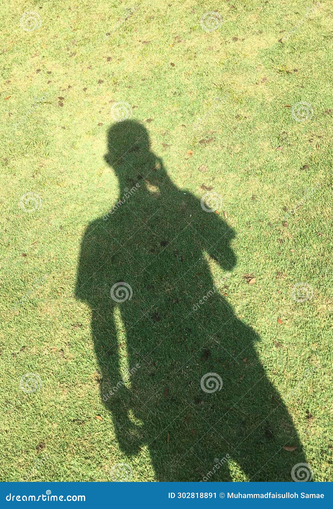 Shadow in the Form of a Human Body with Grass Texture Background Stock ...