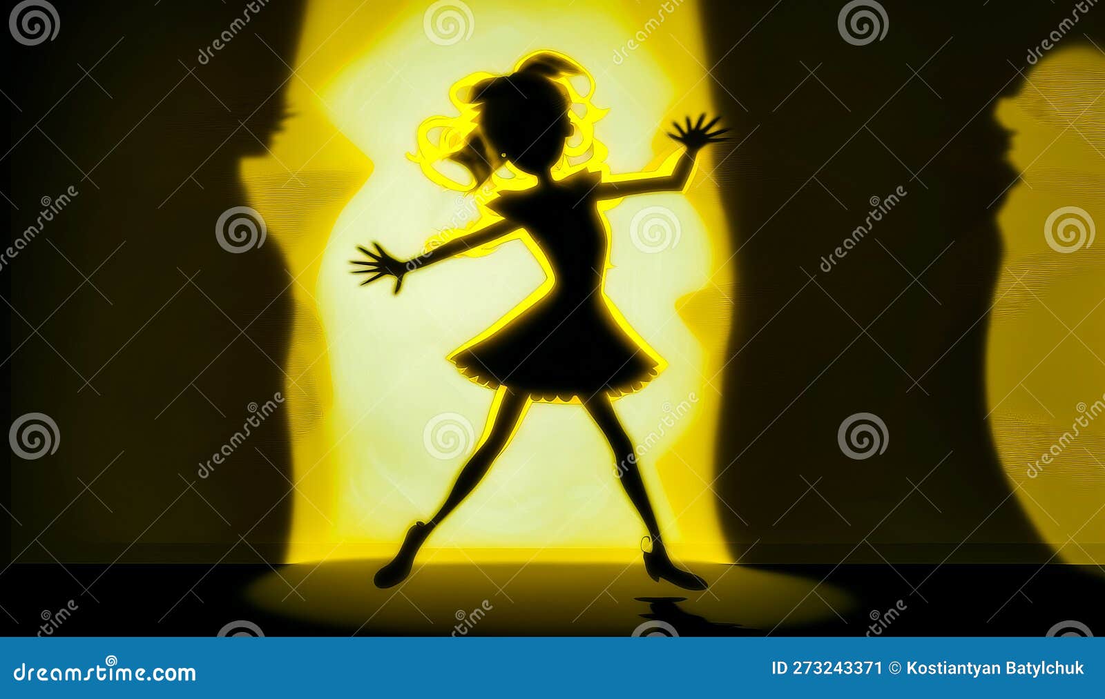 Shadow of Girl Dancing in Front of Light. Generative AI Stock Image ...
