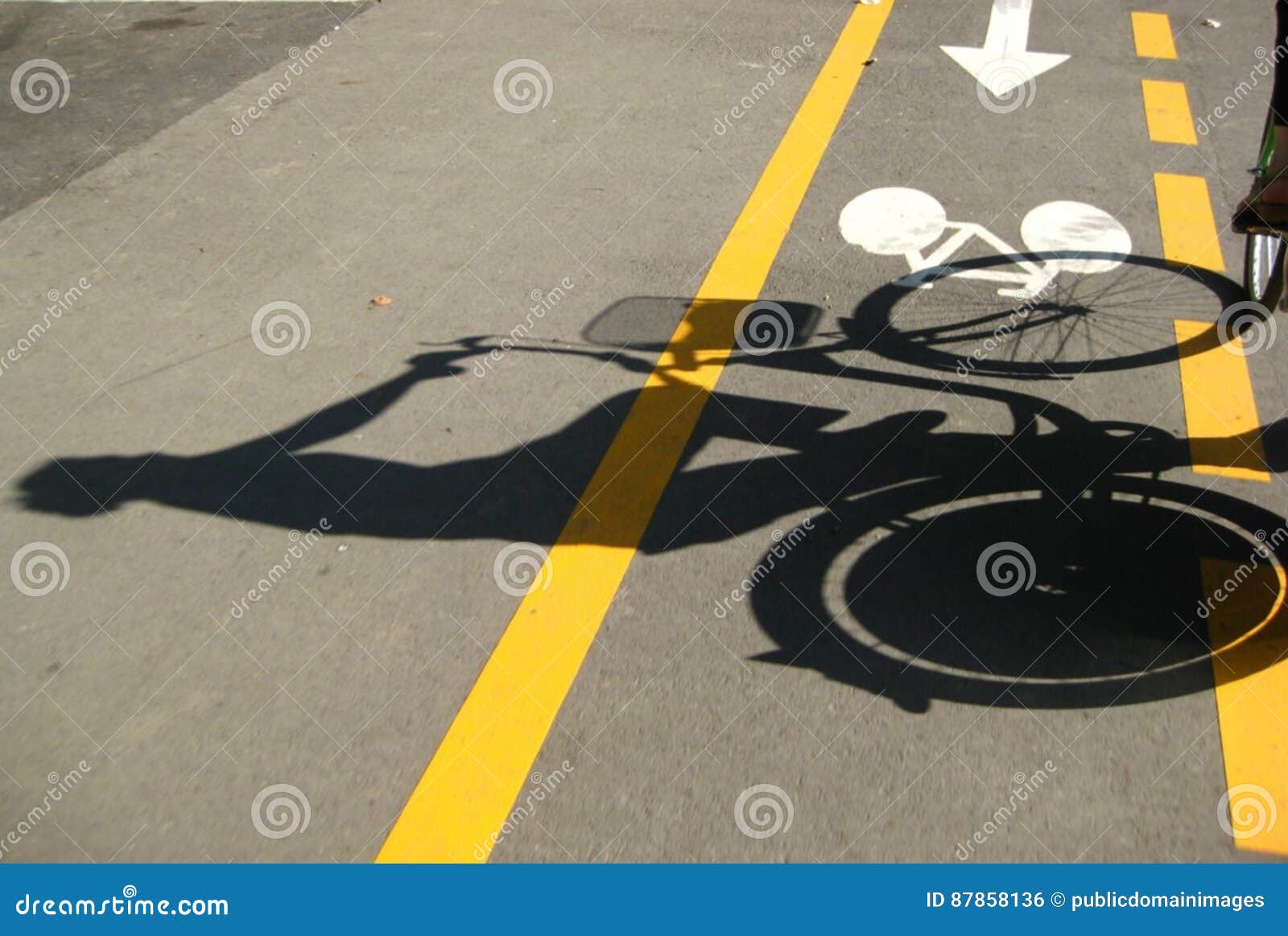 Shadow-of-a-girl-riding-bicycle Picture. Image: 87858136