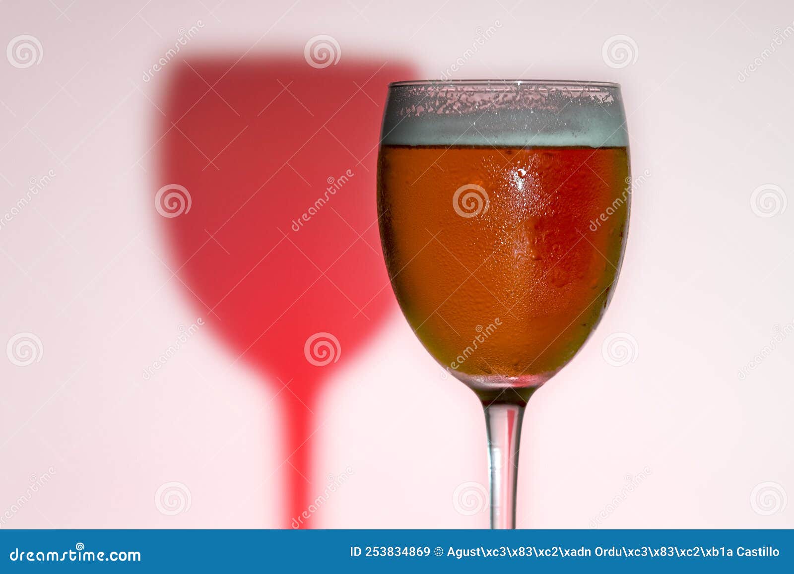 Shadow Of A Glass Of Beer, On A Pink Background. Royalty-Free Stock ...