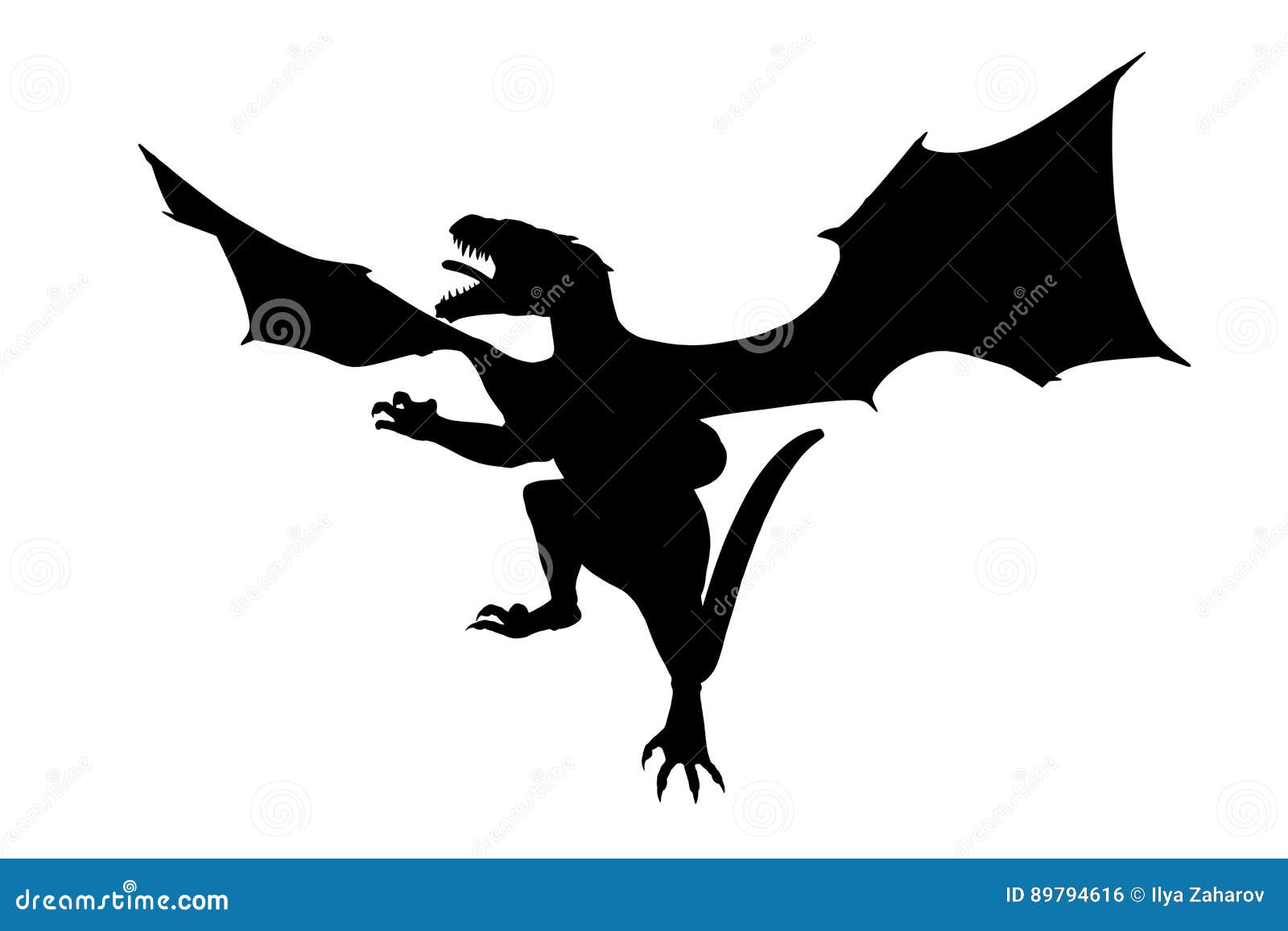 Shadow of Great and Powerful Flying Dragon. His Mouth is Wide Open ...