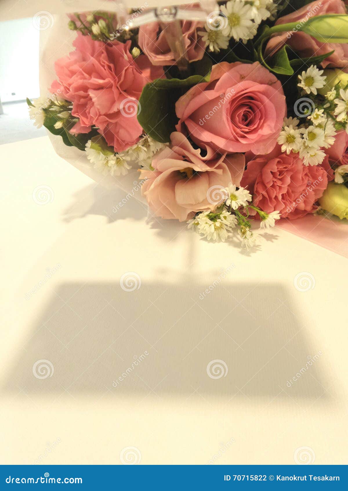 Shadow of Greeting Card on White Background Stock Photo - Image of ...