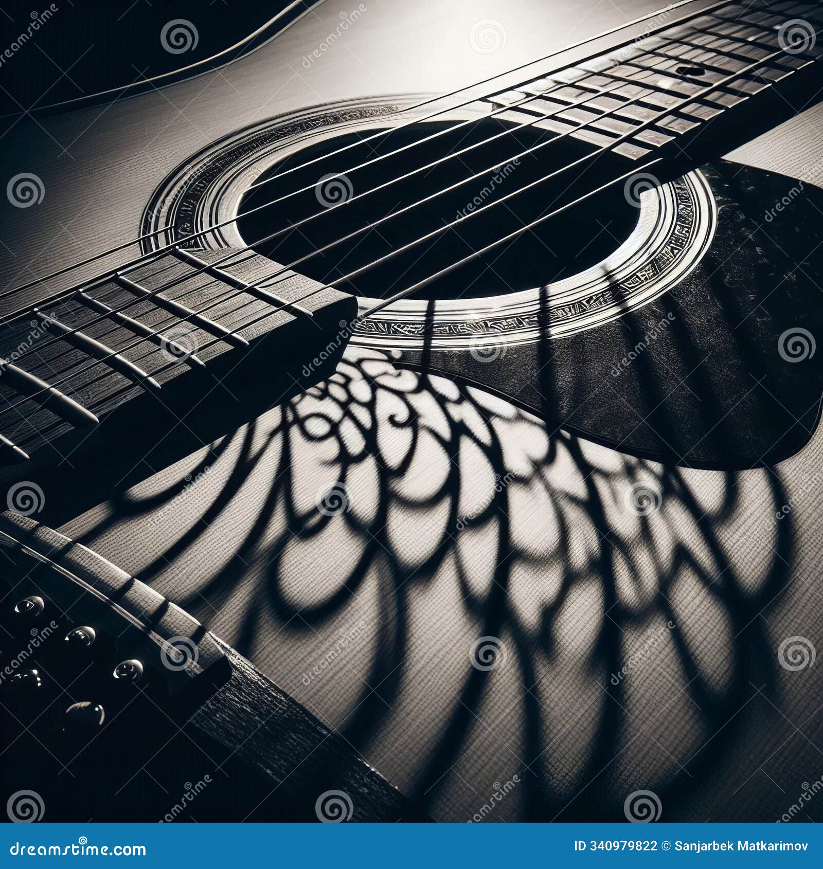 Shadow On The Guitar Capture The Intricate Shadow Patterns On A Stock ...