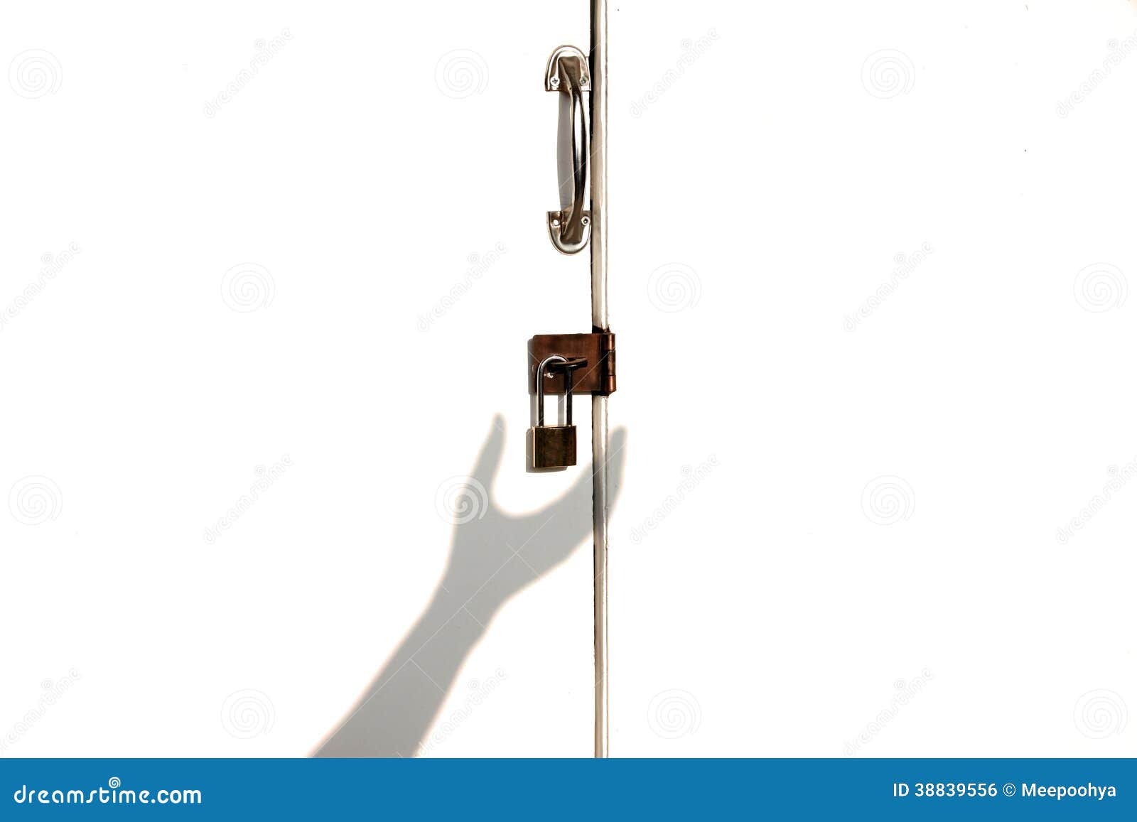 Shadow of Hand Catch To Padlock. Stock Photo - Image of door, entrance ...