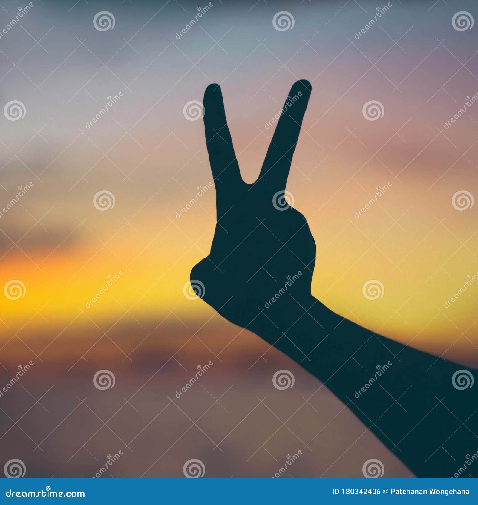 The Shadow of a Hand that Holds Two Fingers Means `fight` Stock Photo ...