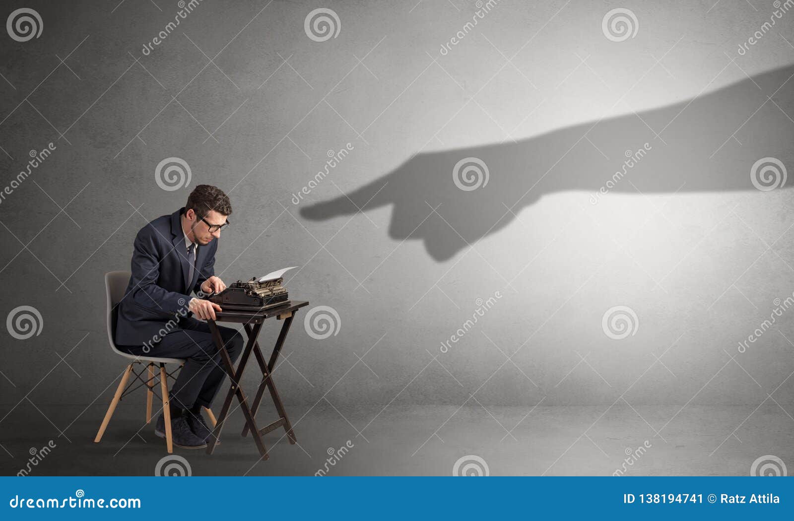 Shadow Hands Pointing at a Small Worker Stock Image - Image of manage ...