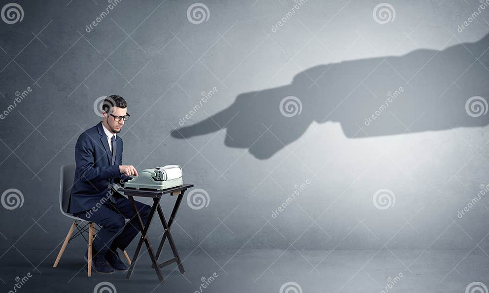 Shadow Hands Pointing at a Small Worker Stock Image - Image of bossy ...