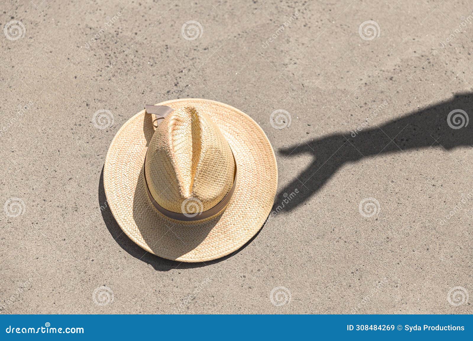 Shadow of Hand Touching Real Straw Hat Stock Image - Image of wall ...