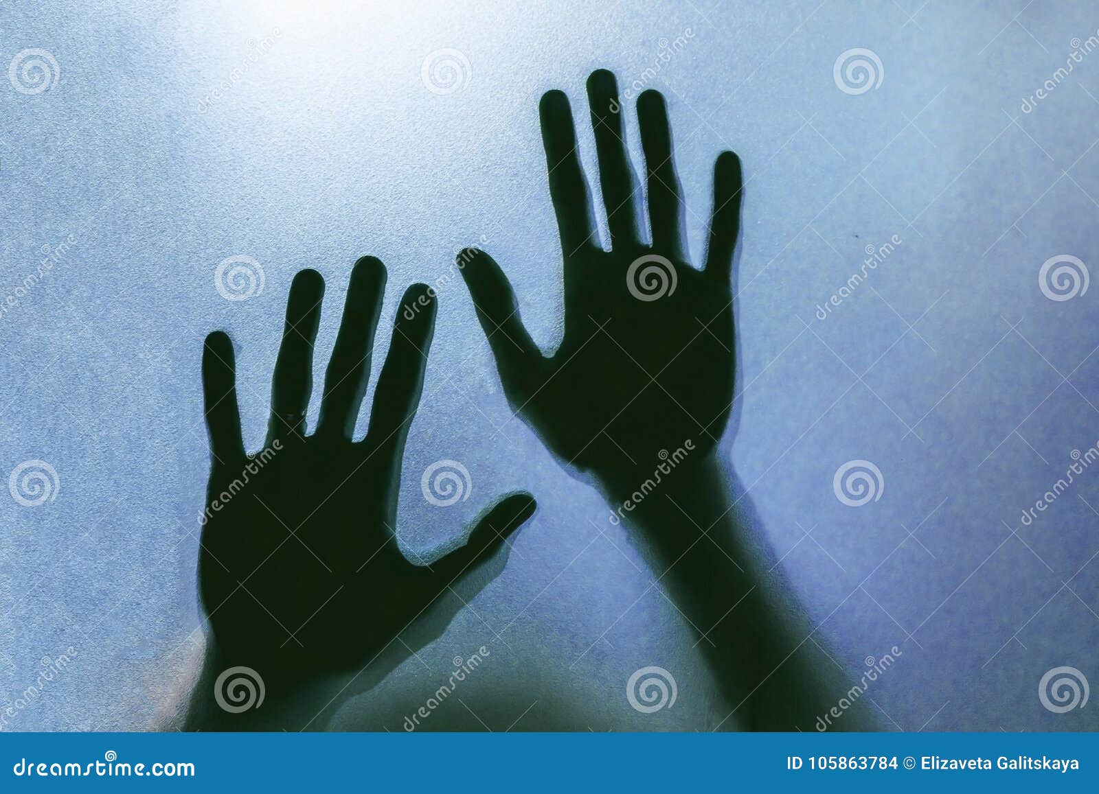 The Shadow Hands of Human Behind the Glass Stock Photo - Image of ...