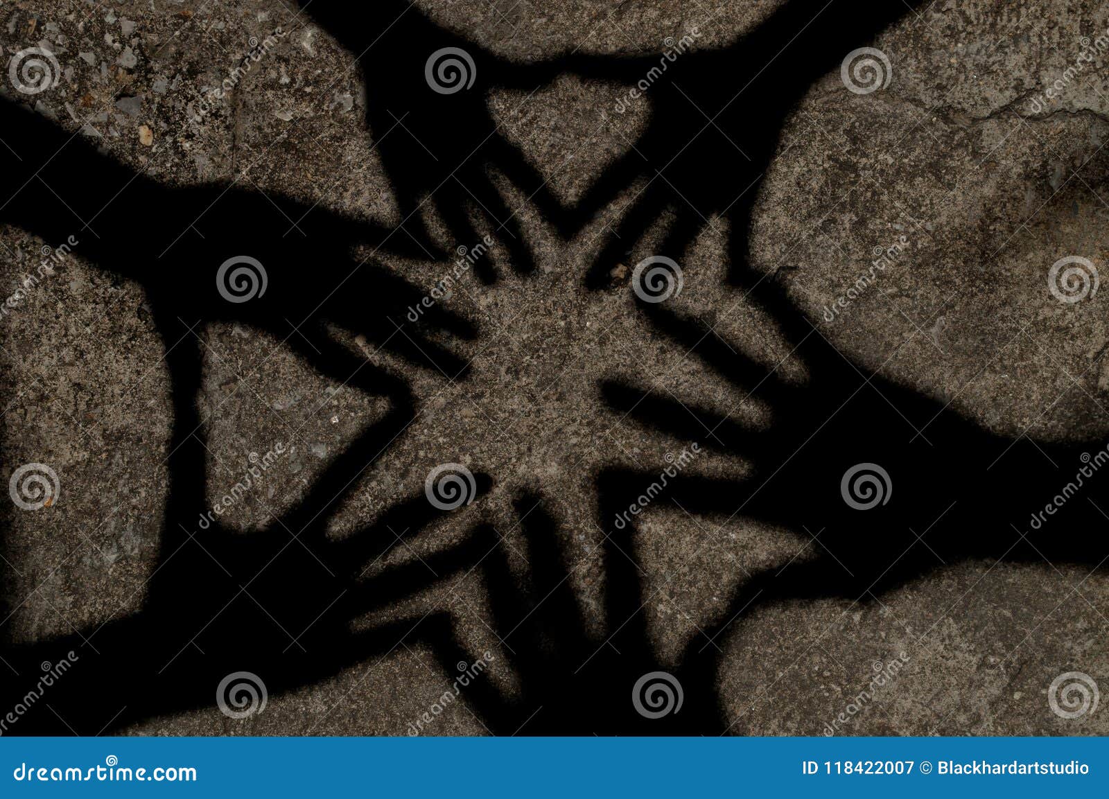 The Shadow of the Hands Together. Stock Image - Image of team ...