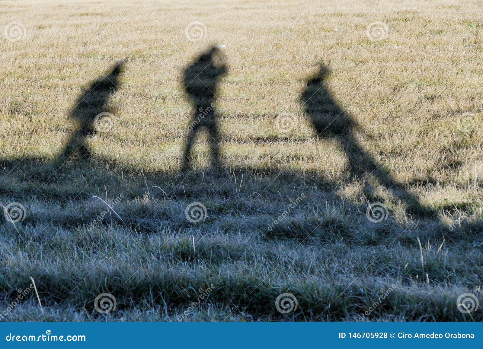 Shadow hikers stock photo. Image of travel, three, silhouette - 146705928