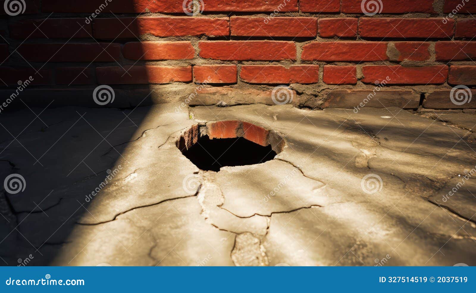 Shadow hole in brick wall stock illustration. Illustration of openg ...