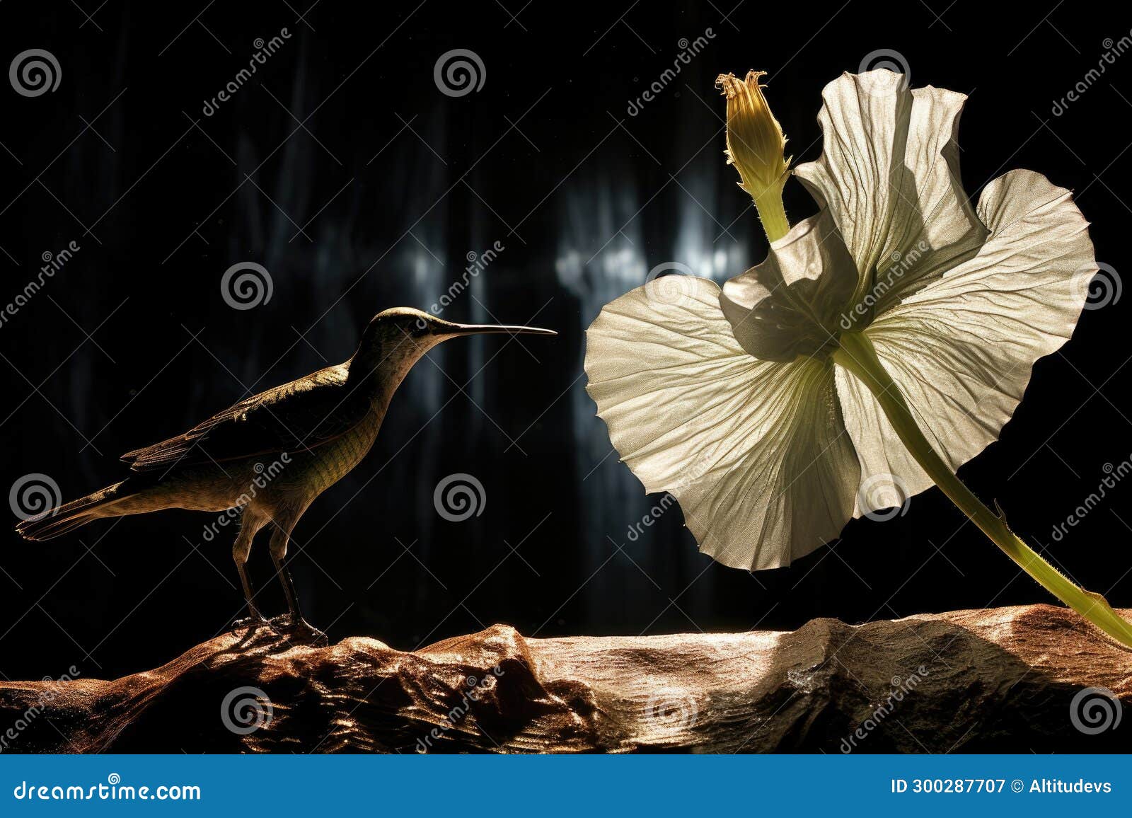 Shadow of a Hummingbird Sipping Nectar from a Flower Stock Image ...