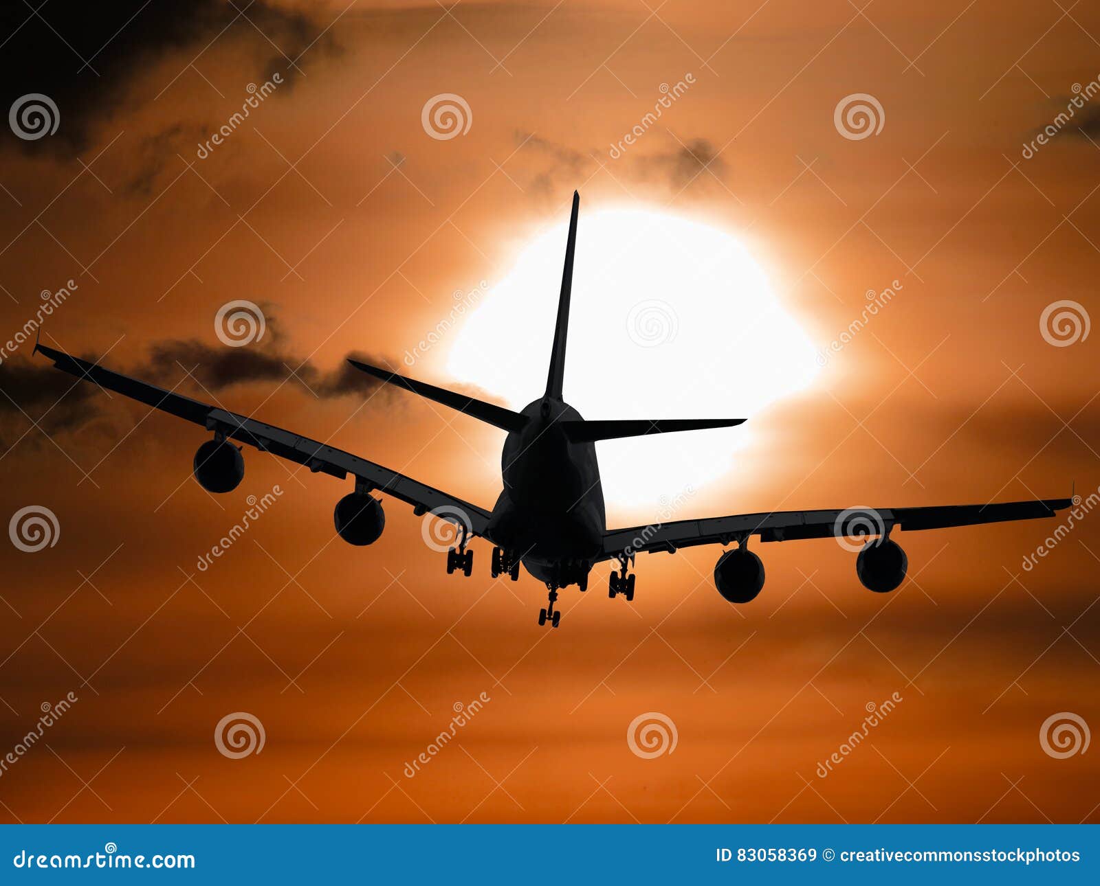 Shadow Image Of A Plane Flying During Sunset Picture. Image: 83058369