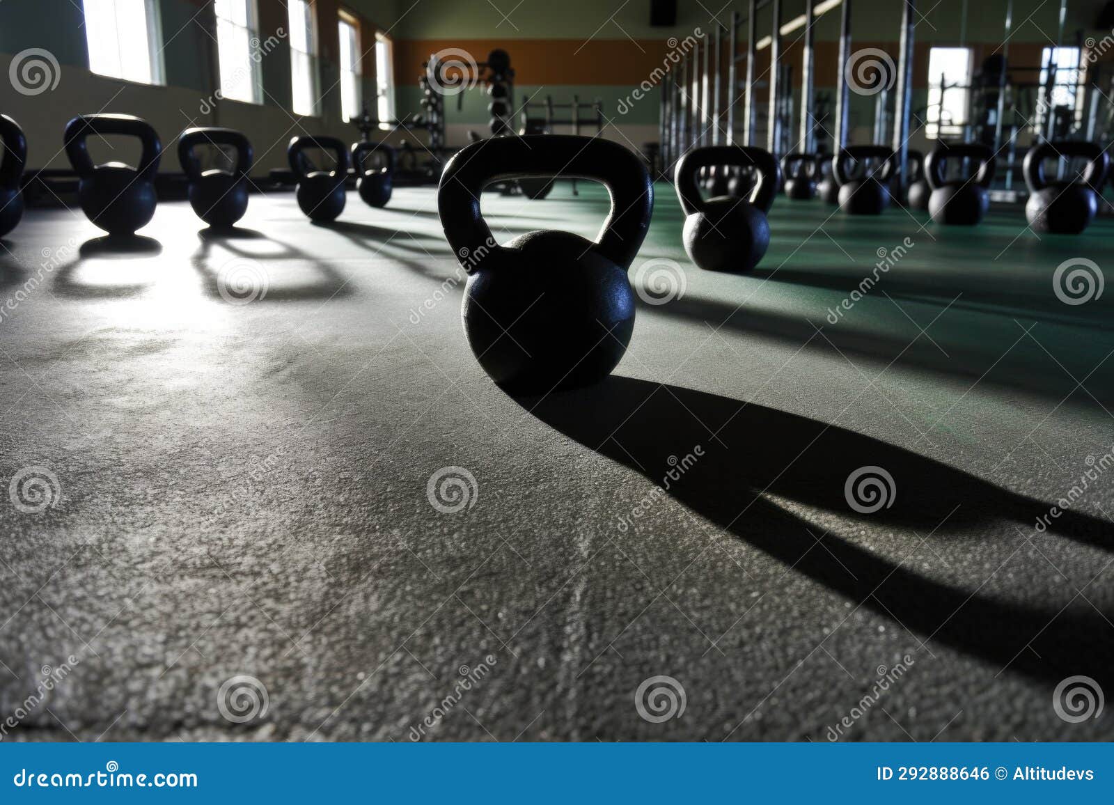 Shadow of Kettlebells on the Gym Floor Stock Photo - Image of health ...
