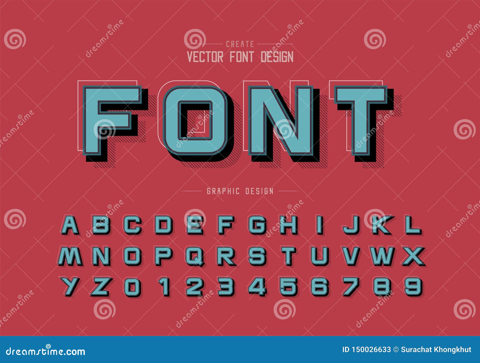 Shadow and Line Font Vector, Alphabet Design Typeface Letter and Number ...