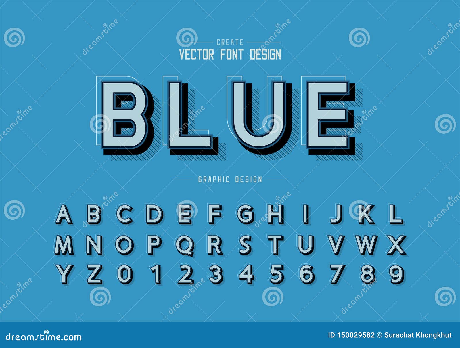 Shadow and Line Font Vector, Alphabet Design Typeface and Number ...