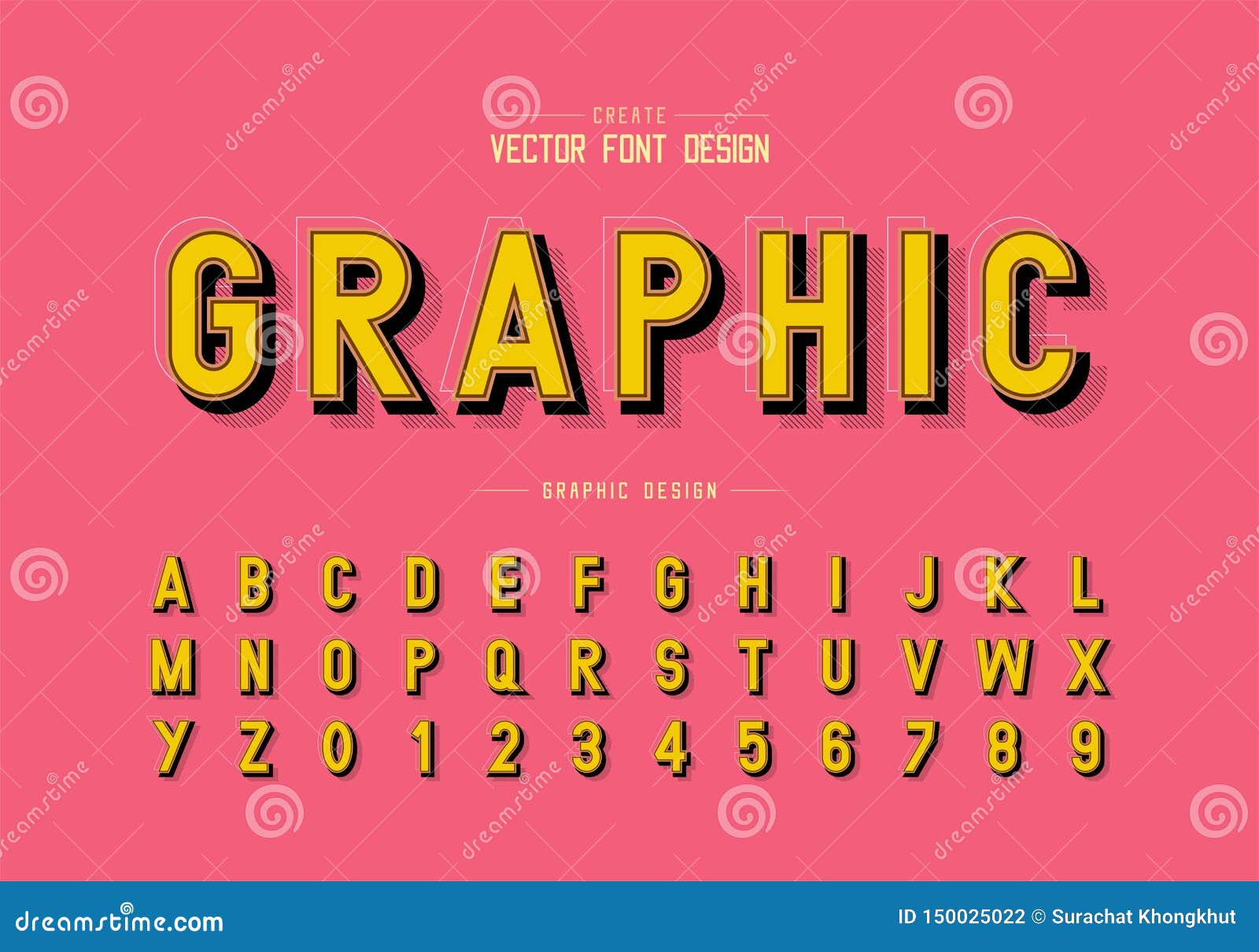 Shadow and Line Font Vector, Alphabet Style Typeface Letter and Number ...