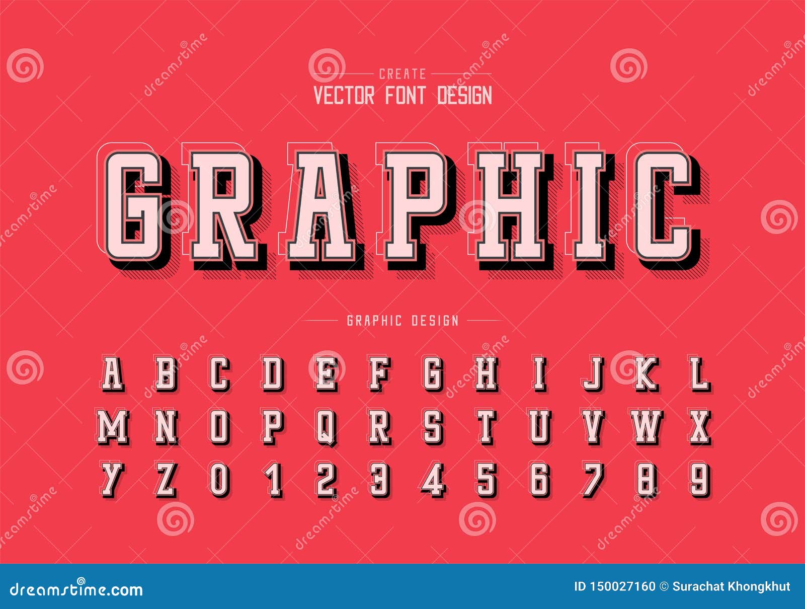 Shadow and Line Font Vector, Alphabet Typeface and Number Design ...