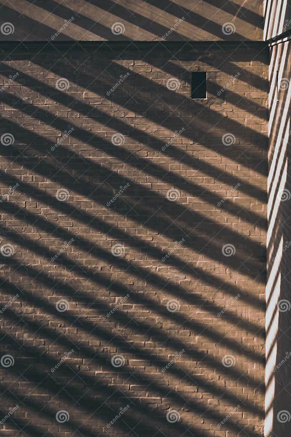 Shadow Lines on the Brick Wall Stock Photo - Image of brickwork ...