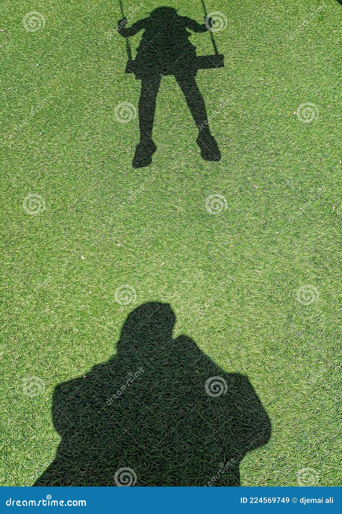 The Shadow of a Little Girl on a Swing Stock Image - Image of grassland ...