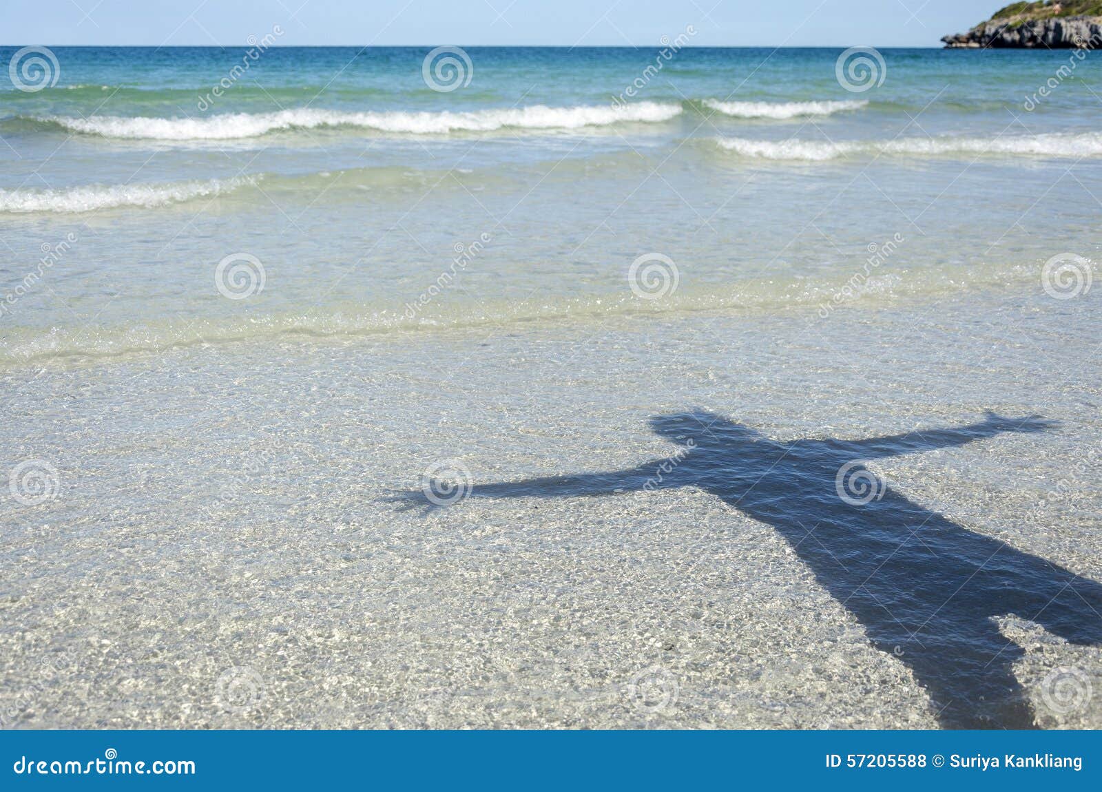 Shadow man on beach stock photo. Image of sand, standing - 57205588