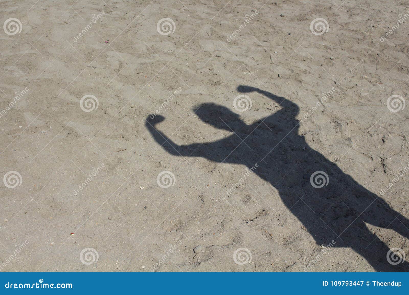 Shadow Of Man Doing Power / Strength Sign Stock Image - Image of ...