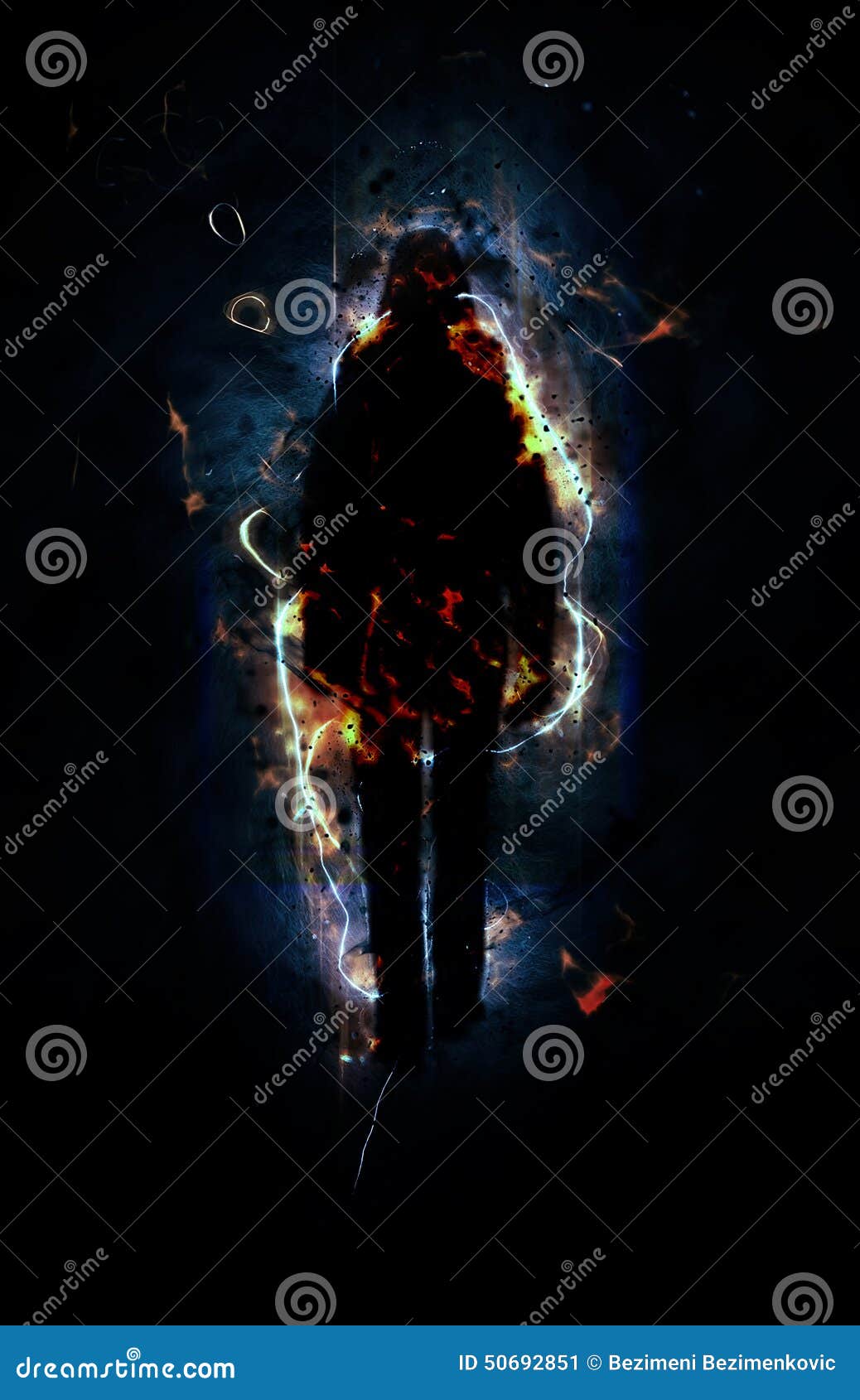 Shadow man in fire stock image. Image of active, backdrop - 50692851