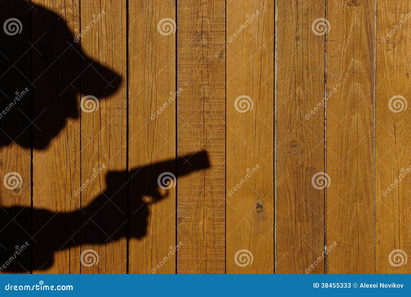 Shadow of a Man with a Gun on a Wooden Fence Stock Image - Image of ...