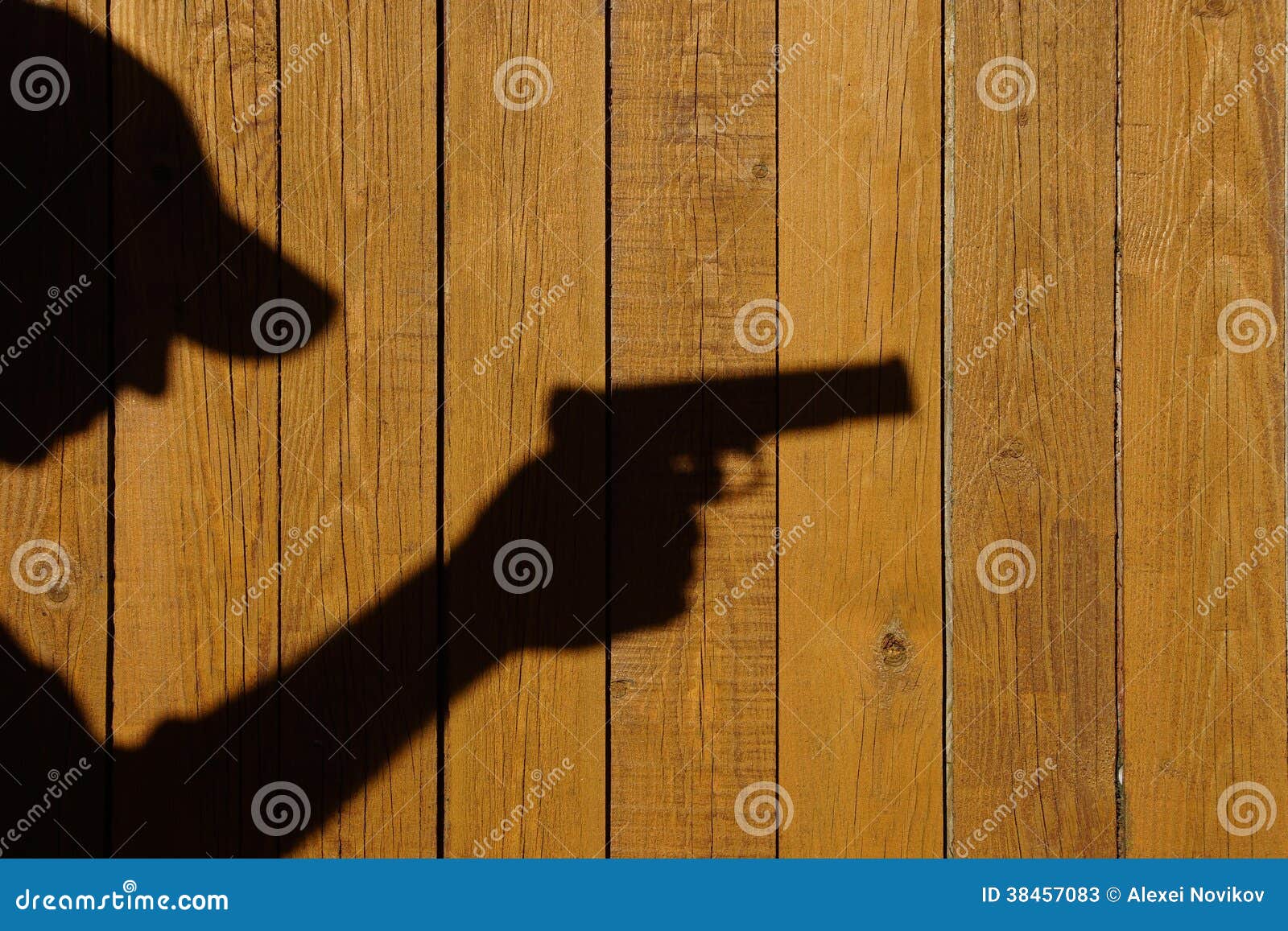 Shadow of a Man with a Gun on a Wooden Fence Stock Image - Image of ...