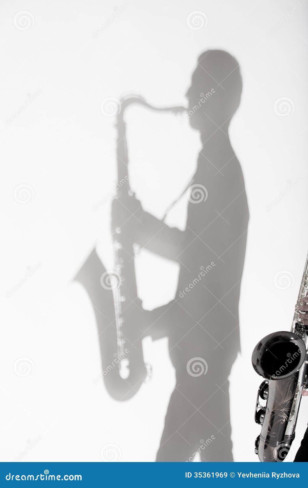 Shadow of Man Holding Saxophone Stock Image - Image of black, male ...
