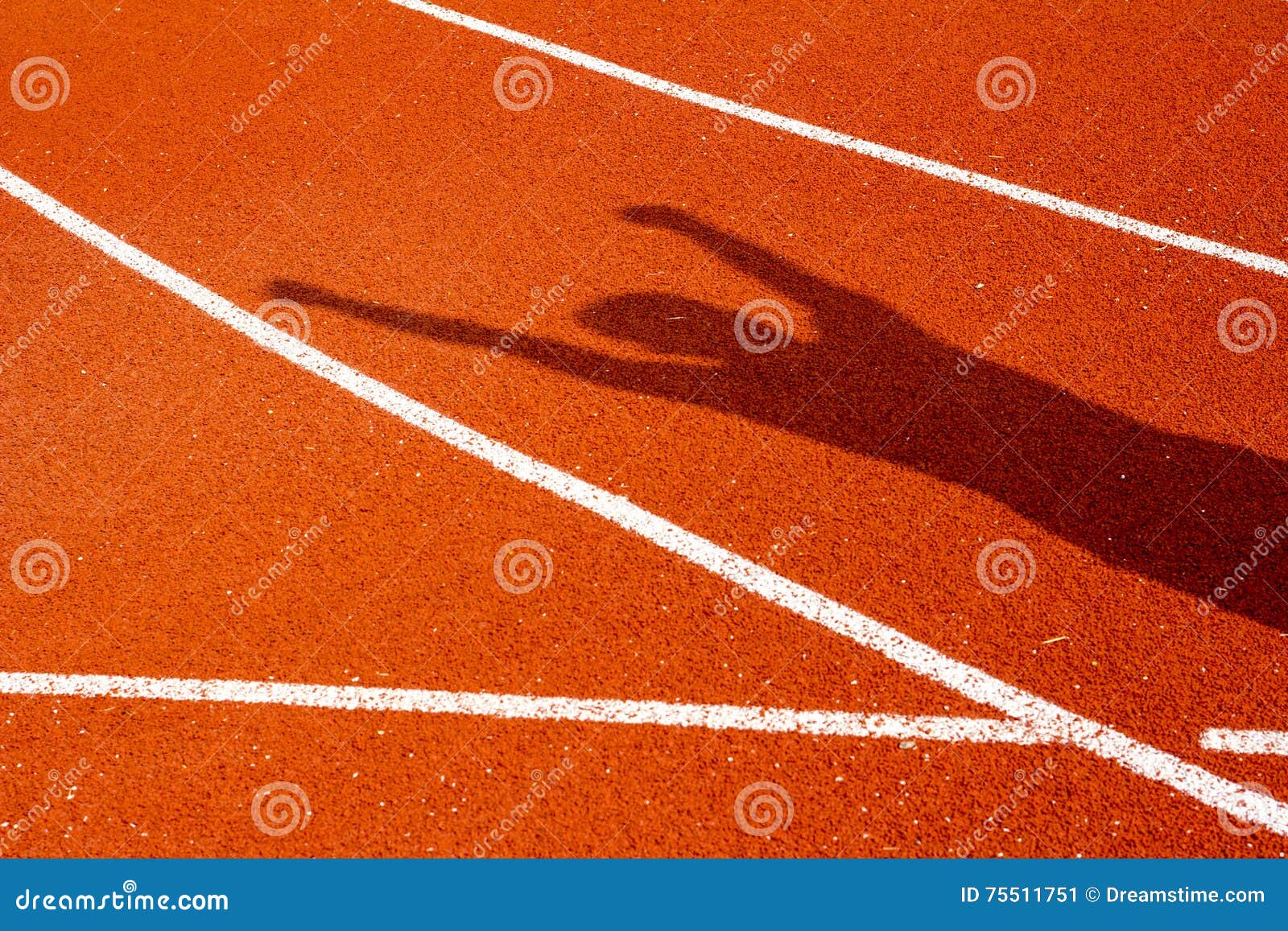 The Shadow of Man on Red Running Track Stock Image - Image of contest ...