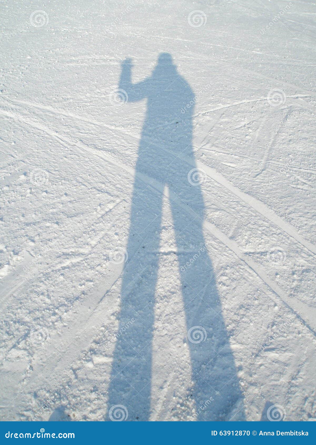 Shadow of a Man in the Snow Stock Photo - Image of trace, february ...