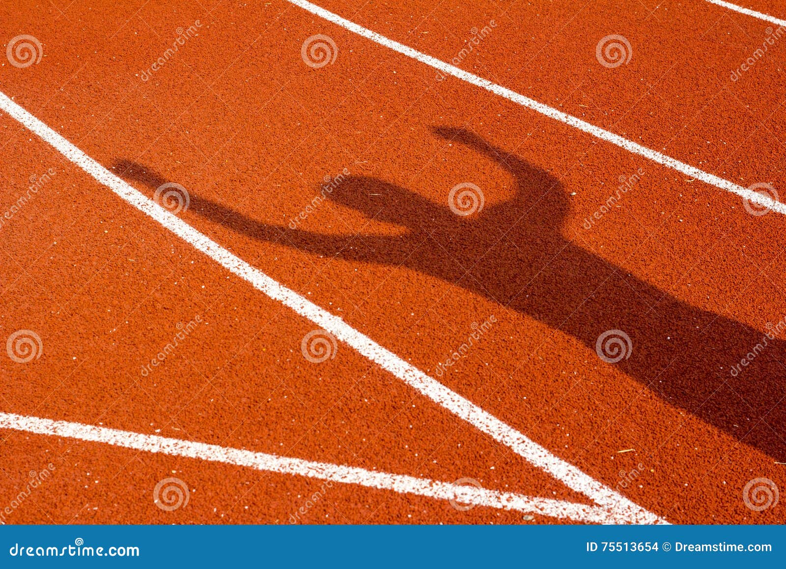 Shadow of Man on a Stadium Running Path. Sport Concept Stock Photo ...