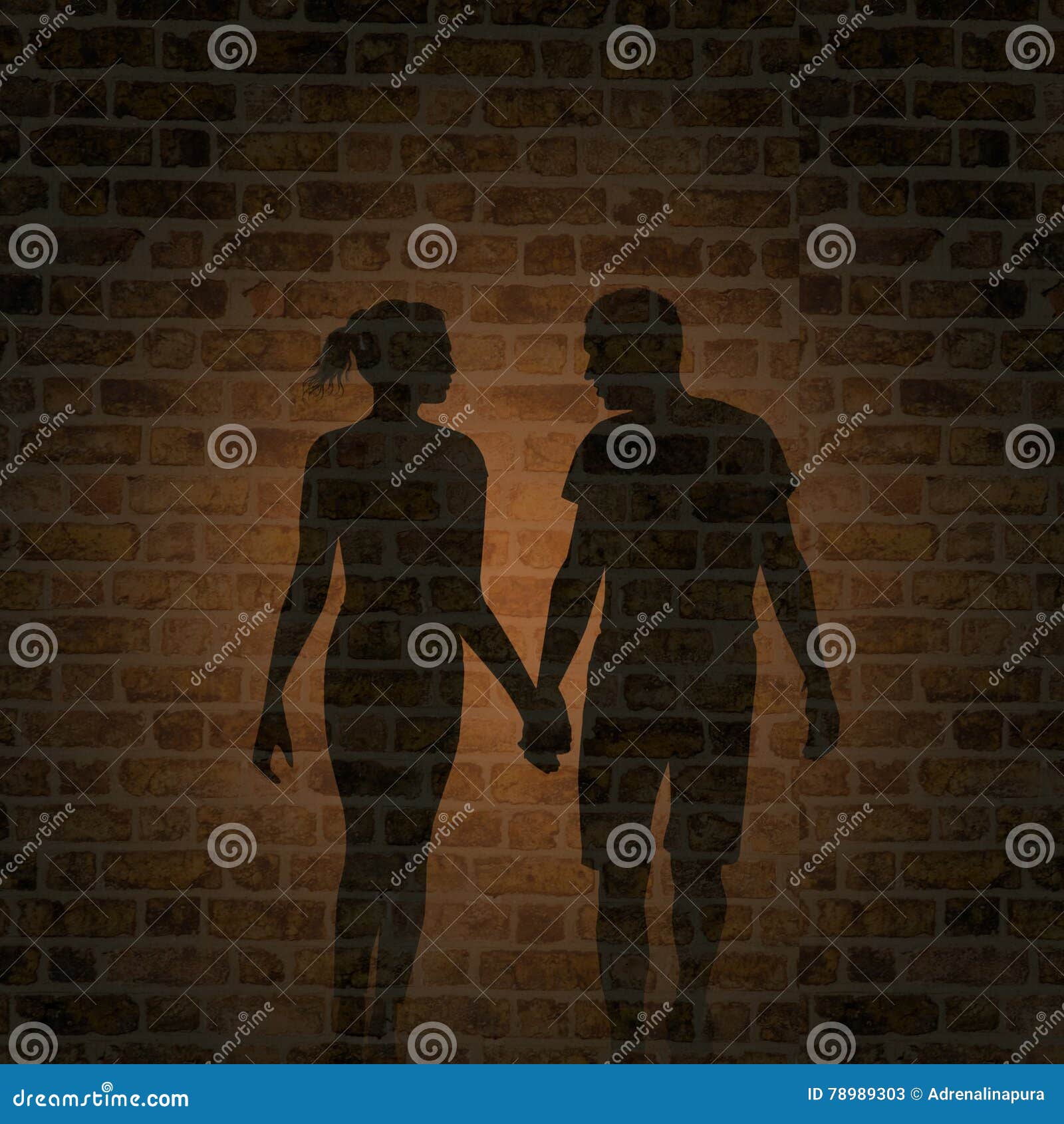 Shadow of Man and Woman on the Wall Stock Illustration - Illustration ...
