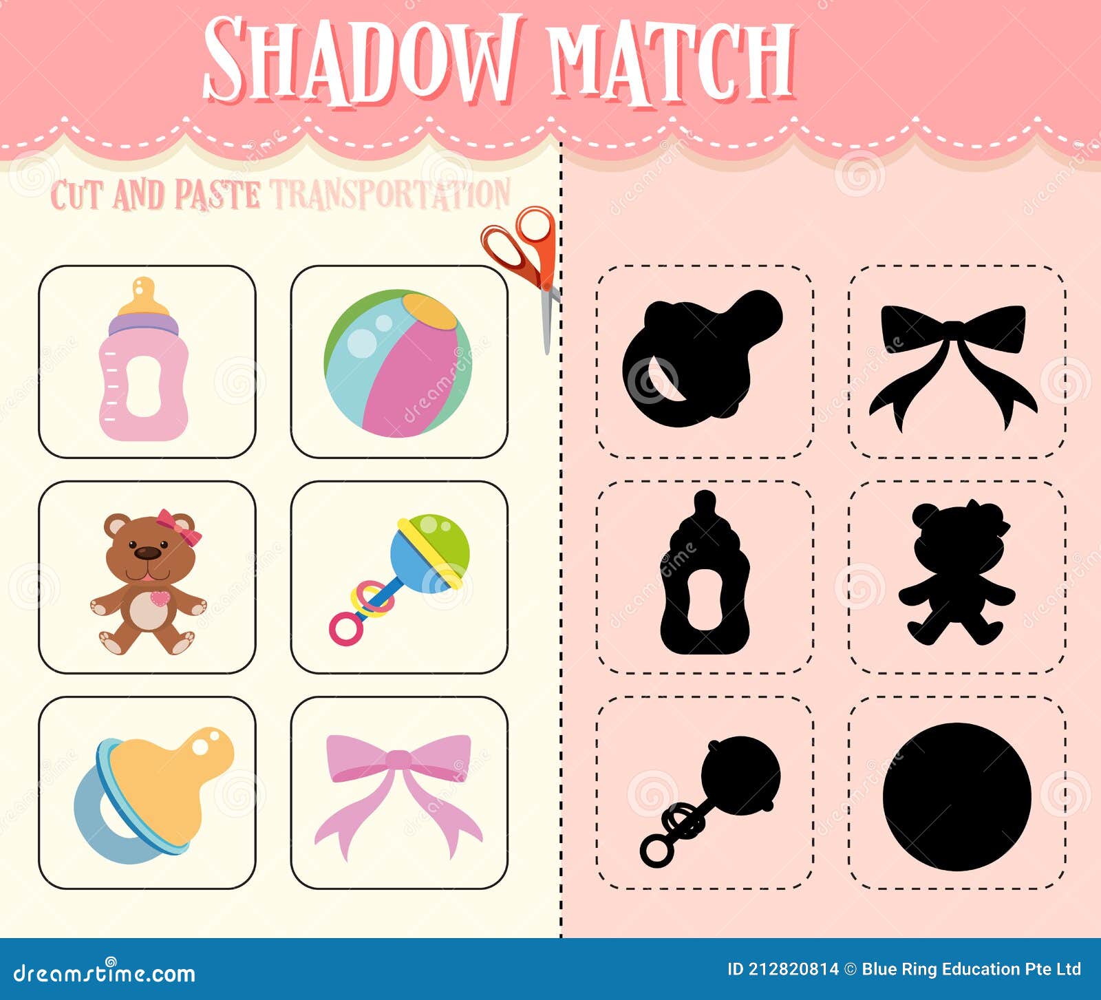 Shadow match game for kids stock vector. Illustration of joyful - 212820814