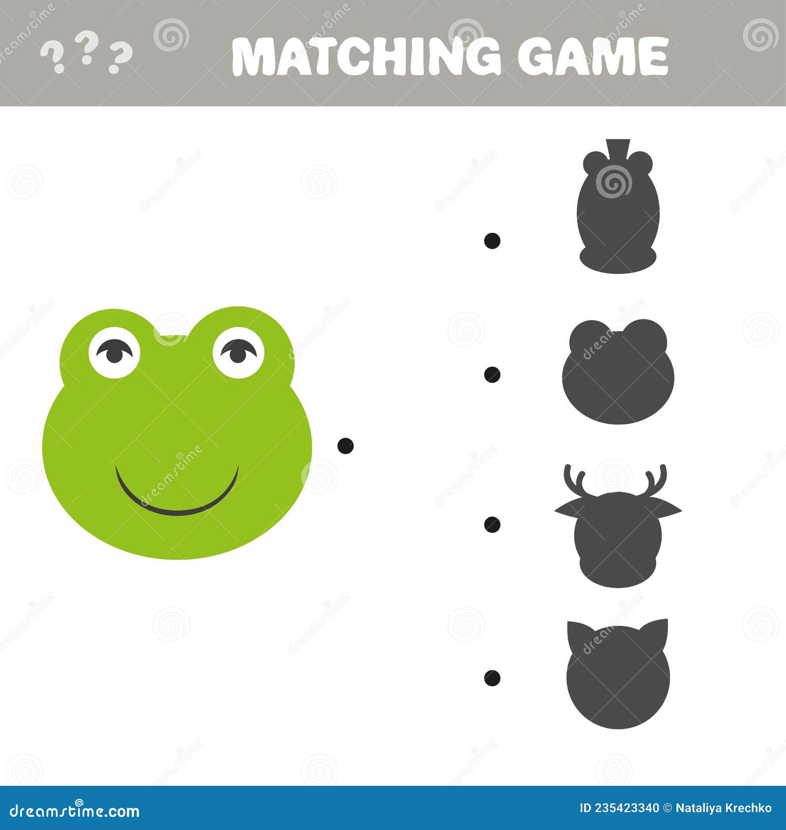 Shadow Matching Game. Frog - Find the Correct Shadow, Educational Kid ...
