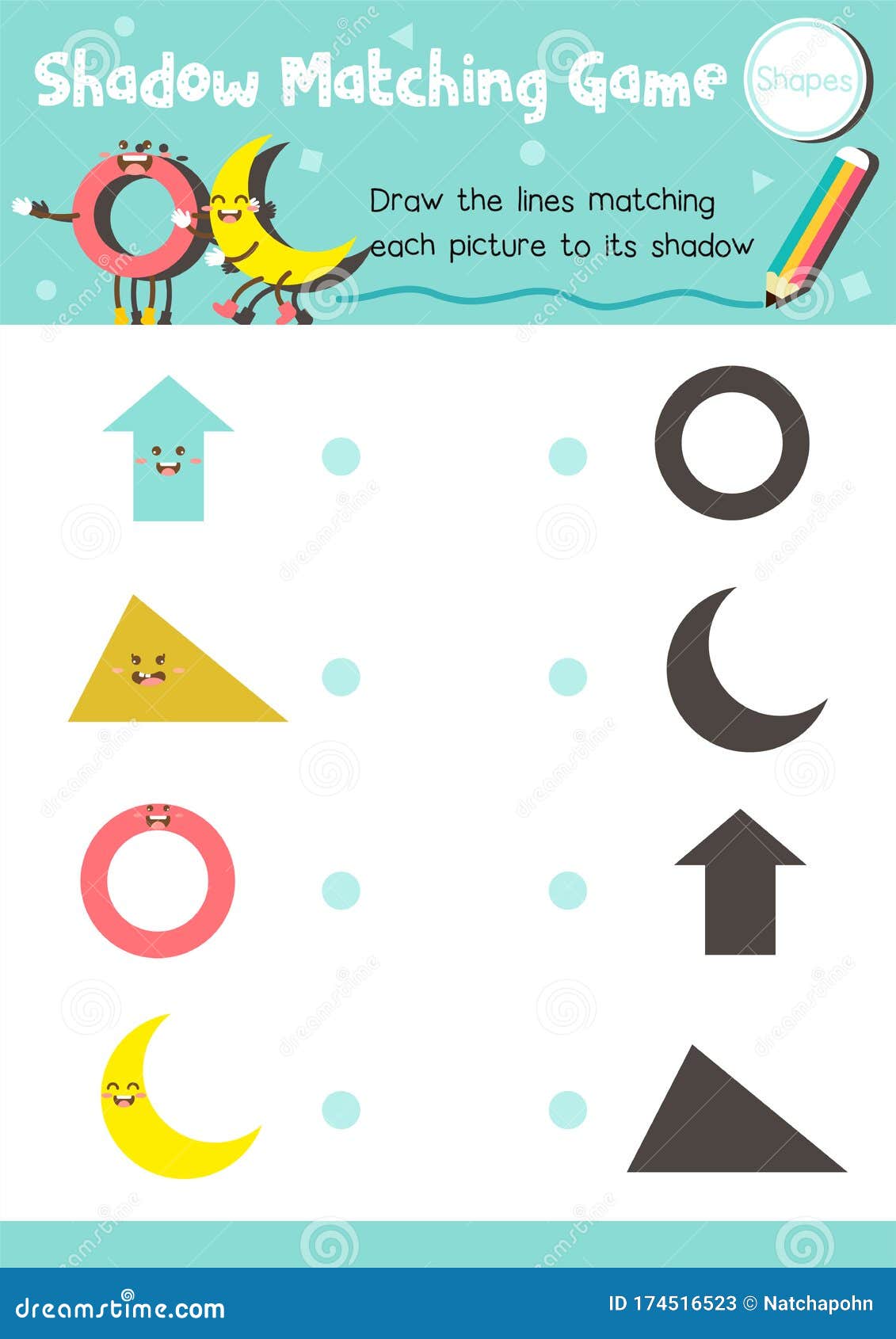 Shadow Matching Education Game Shape Stock Vector - Illustration of ...