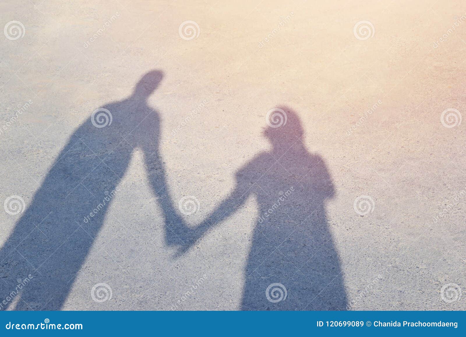 Shadow Men and Women Stand Hold Hands on a Bright Day . Stock Image ...