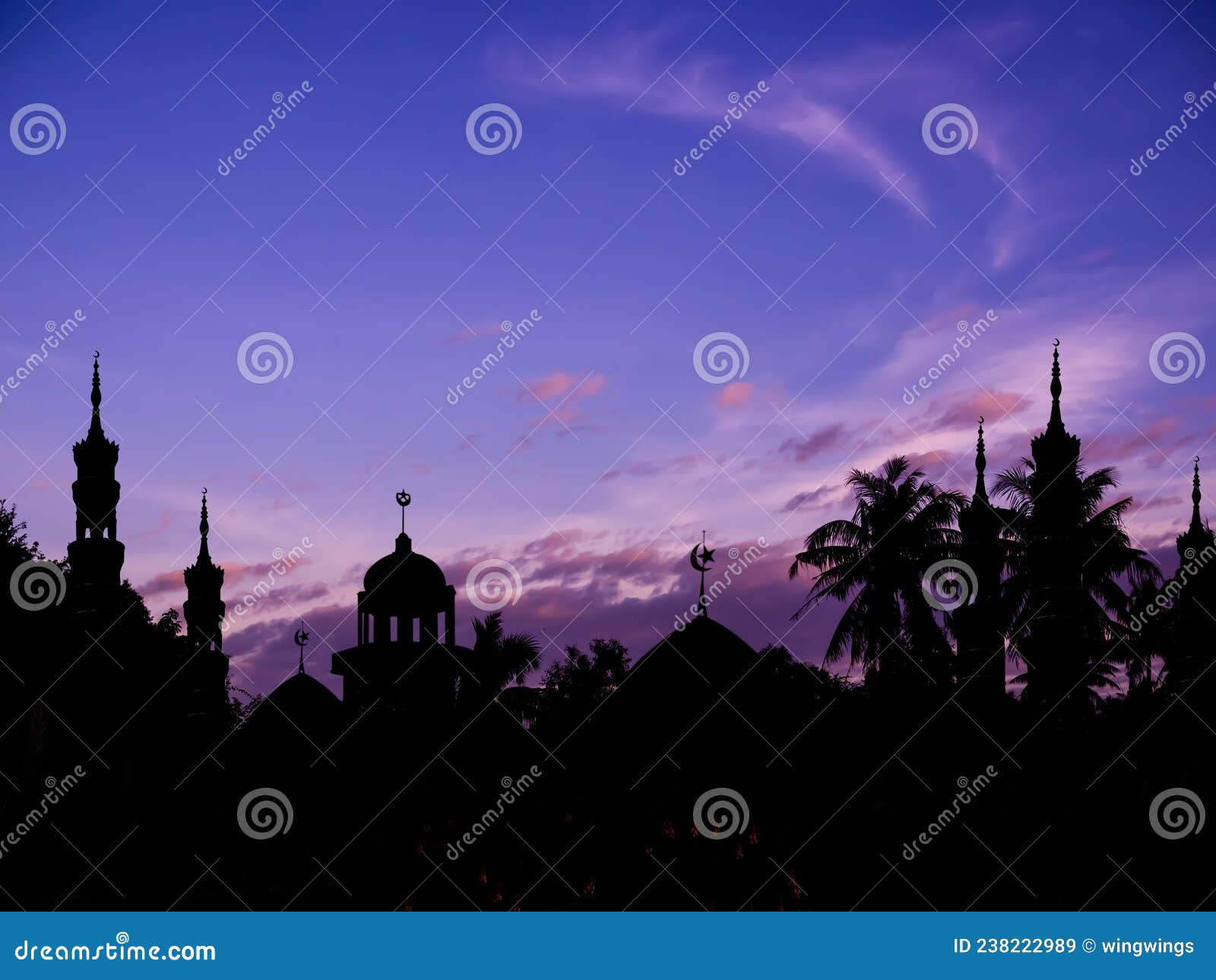 Shadow Mosques Dome On Twilight Gradient Black And Gold Background ...