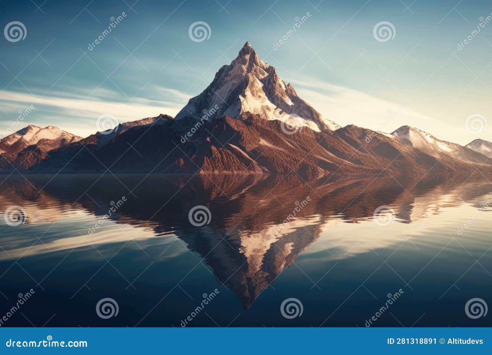 Shadow of Mountain Peak Reflecting on Calm Lake Stock Image - Image of ...